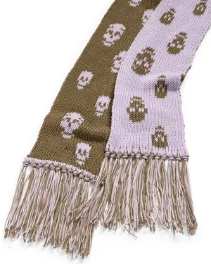 Alexander McQueen Skull Cotton Fringe Scarf - Date