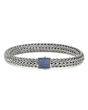 John Hardy Sterling Icon Blue Sapphire Pave Woven Link Bracelet