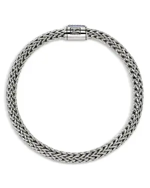 John Hardy Sterling Icon Blue Sapphire Pave Woven Link Bracelet