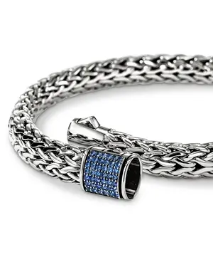John Hardy Sterling Icon Blue Sapphire Pave Woven Link Bracelet