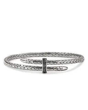 John Hardy Sterling Spear Black Sapphire Flex Cuff Bracelet - Silver