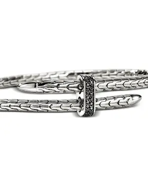 John Hardy Sterling Spear Black Sapphire Flex Cuff Bracelet