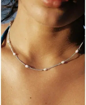 ATOLEA Dainty Pearl Choker - Silver