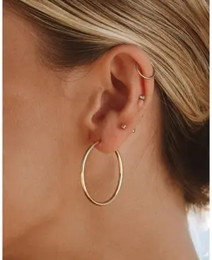 ATOLEA Thin Large Hoop Earrings - Gold
