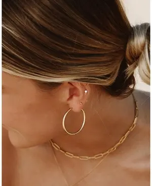 ATOLEA Thin Large Hoop Earrings - Gold