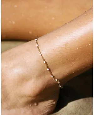 ATOLEA White Beaded Anklet - Gold