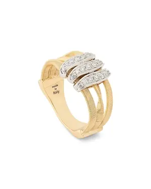 Marco Bicego 18k White & Yellow Gold Marrakech Diamond Three Row Ring, 0.213 Tcw Gold