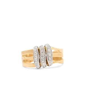 Marco Bicego 18k White & Yellow Marrakech Diamond Three Row Ring, 0.213 Tcw - Gold