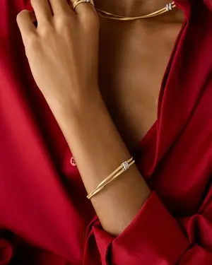 Marco Bicego 18k White & Yellow Marrakech Diamond Two Strand Bracelet, 0.086 Tcw