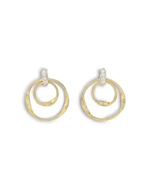 Marco Bicego 18k White & Yellow Marrakech Diamond Double Circle Drop Earrings, 0.086 Tcw