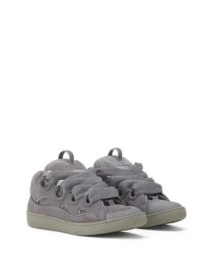LANVIN Curb Monochrome Suede Sneakers - Light Grey