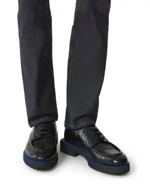 LANVIN Derby Shoes In Crocodile-embossed Leather