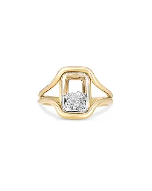 Moritz Glik 18k Yellow Diamond Kaleidoscope Shaker Cushion Statement Ring, 0.39 Tcw