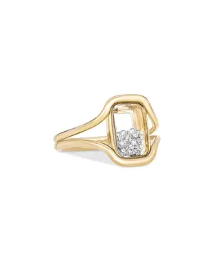 Moritz Glik 18k Yellow Diamond Kaleidoscope Shaker Cushion Statement Ring, 0.39 Tcw