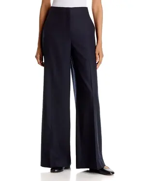 Lafayette 148 New York Thames Wide Leg Wool Pants - Ink