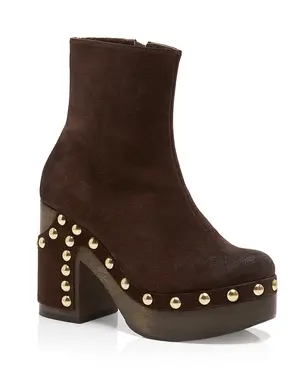 Free People Grayson Leather Clog Boots - Chocolate