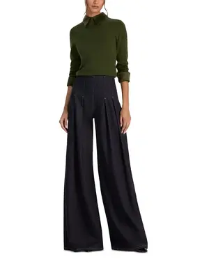 Alice + Olivia Porla Wool Stretch Collared Sweater