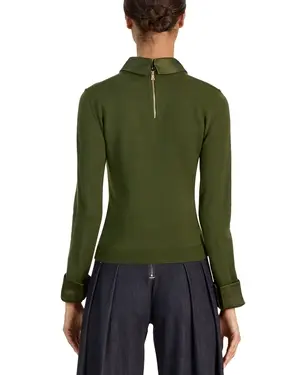 Alice + Olivia Porla Wool Stretch Collared Sweater