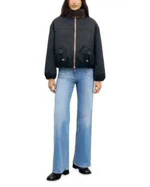 Gerard Darel Aurora Faux Fur Trim Jacket