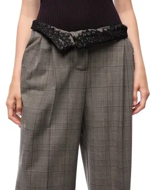 Pinko Plumeria Pleated Wide Leg Pants