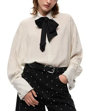 Pinko Colchico Scarf Neck Long Sleeve Blouse