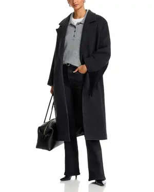 FRAME The Fringe Trim Rodeo Coat - Charcoal