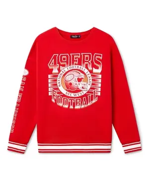 Junk Food Clothing San Francisco 49ers Striped Rib Crew Fleece Sweatshirt - Licorice