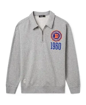 Junk Food Clothing Denver Broncos Flocked Quarter Zip Sweatshirt - Heather Grey