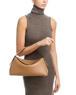 TOTEME T-lock Suede Convertible Top Handle Bag In Tobacco - Copper Suede
