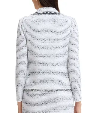Ming Wang Heritage Eyelash Trim Lapel Collar Knit Jacket