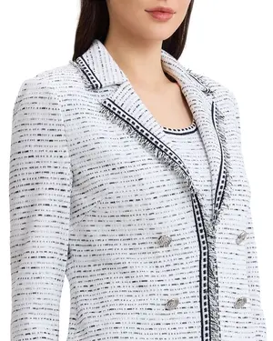 Ming Wang Heritage Eyelash Trim Lapel Collar Knit Jacket