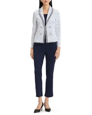 Ming Wang Heritage Eyelash Trim Lapel Collar Knit Jacket