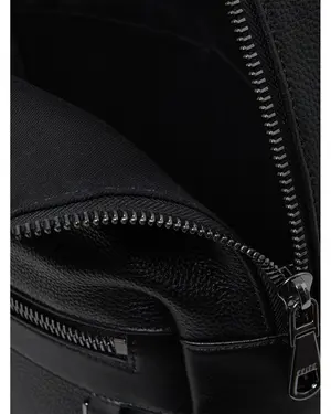 REISS Drew Leather Backpack - Black