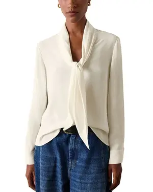 Whistles Tie Neck Crepe Blouse