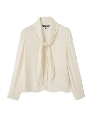 Whistles Tie Neck Crepe Blouse
