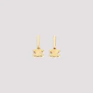 Celine Chunky Triomphe Mini Earrings - Metallic