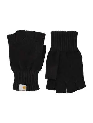 Carhartt Work In Progress Fingerless Knit Mittens With Ribbed Cuffs - Black