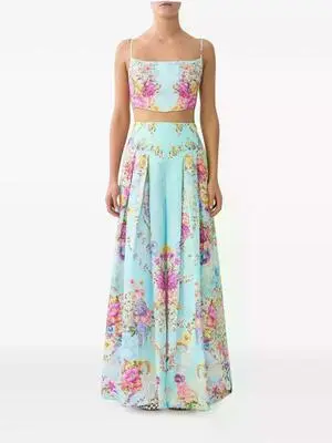 Camilla Floral-print Corset-waist Trousers