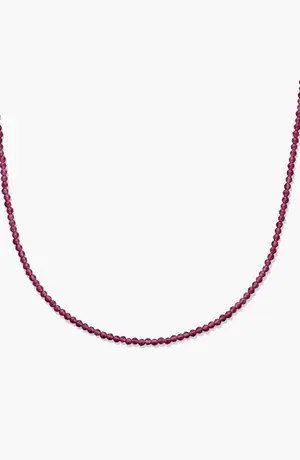 Mejuri Carmen Birthstone Beaded Necklace Rhodolite