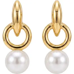 AREA STARS Anisha Pearl Circle Drop Earrings - Gold