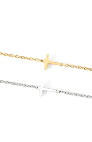 MINT & LILY Dainty Sideways Cross Necklace - Silver