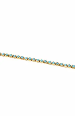 MINT & LILY Turquoise Bezel Set Tennis Bracelet - Gold