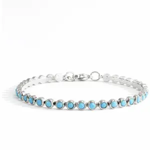 MINT & LILY Turquoise Bezel Set Tennis Bracelet - Silver