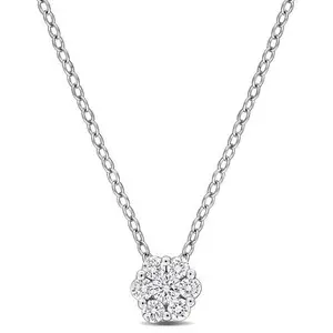 JULIANNA B. Lab-grown Diamond Floral Cluster Necklace Silver - Sterling Silver