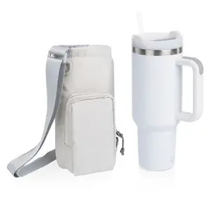 ONIVA Eclipse Tumbler Tote With 40oz Stainless Travel Mug - Gray & White