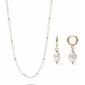 JOEY BABY Freshwater Pearl Necklace And Earrings Set - Gold