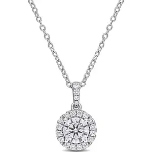 JULIANNA B. Lab-grown Diamond Halo Pendant Necklace - Sterling Silver