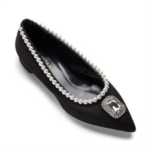 ZENA ZIORA The Dame Pearl Ballerina Flat - Black