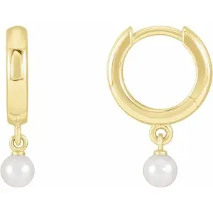 IVY & PEARL CO. Cultured Seed Pearl Hoop Earrings In 14k