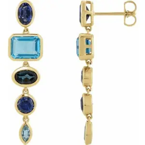 IVY & PEARL CO. Sapphire & Topaz Dangle Earrings - Gold